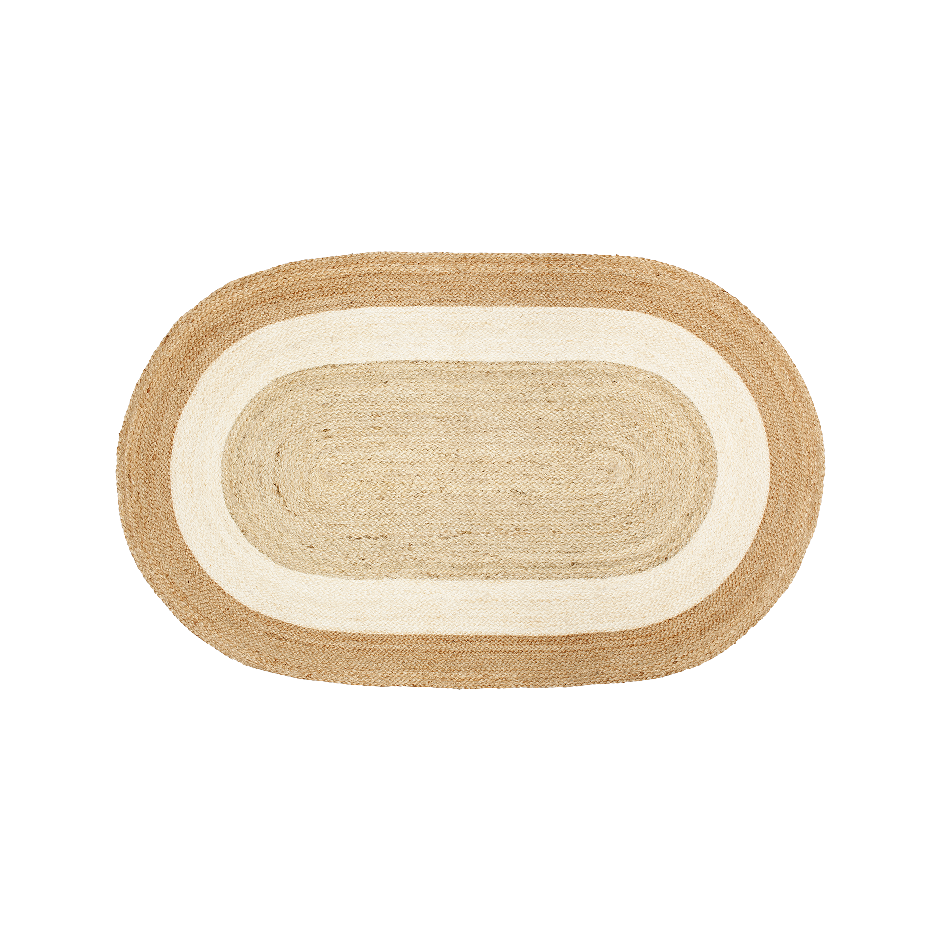 Elin Oval Randig Matta 150x92 cm, Natur – Novadesignse